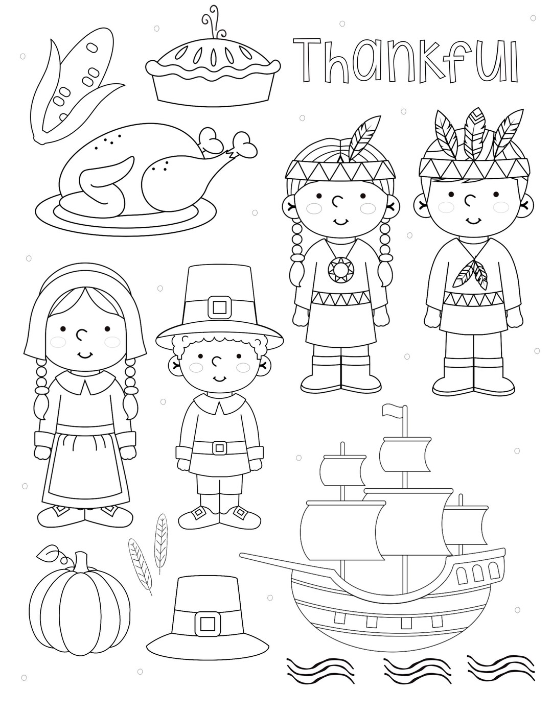 Thanksgiving Coloring Pages: Pilgrim Holiday Activity (PDF Download) - Etsy