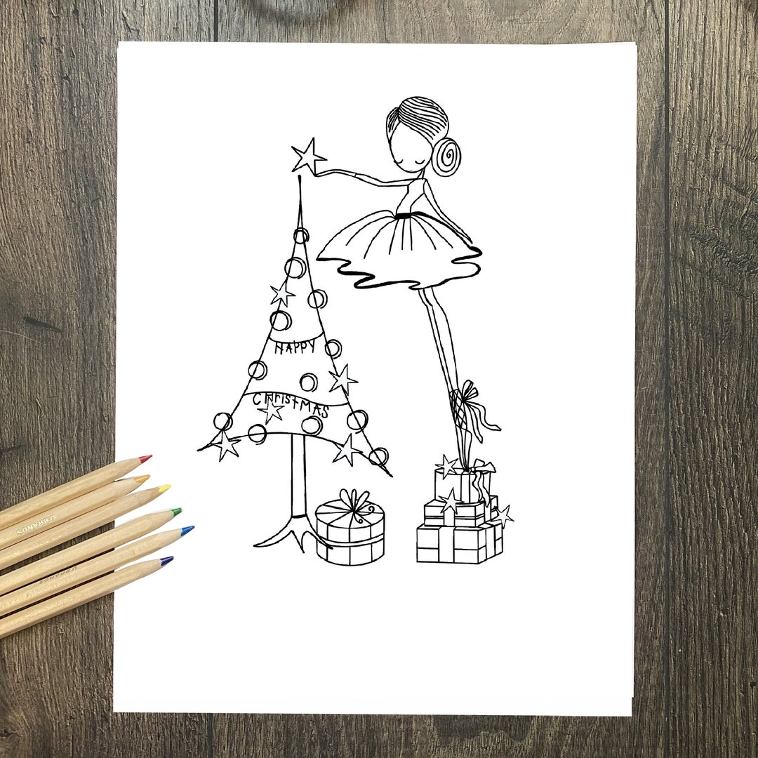 Christmas Ballerina Coloring Page, Kids Coloring Page,easy Printable ...