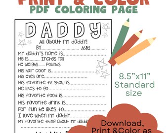 Happy Father's Day Printable Coloring Card All About Dad Worksheet ...