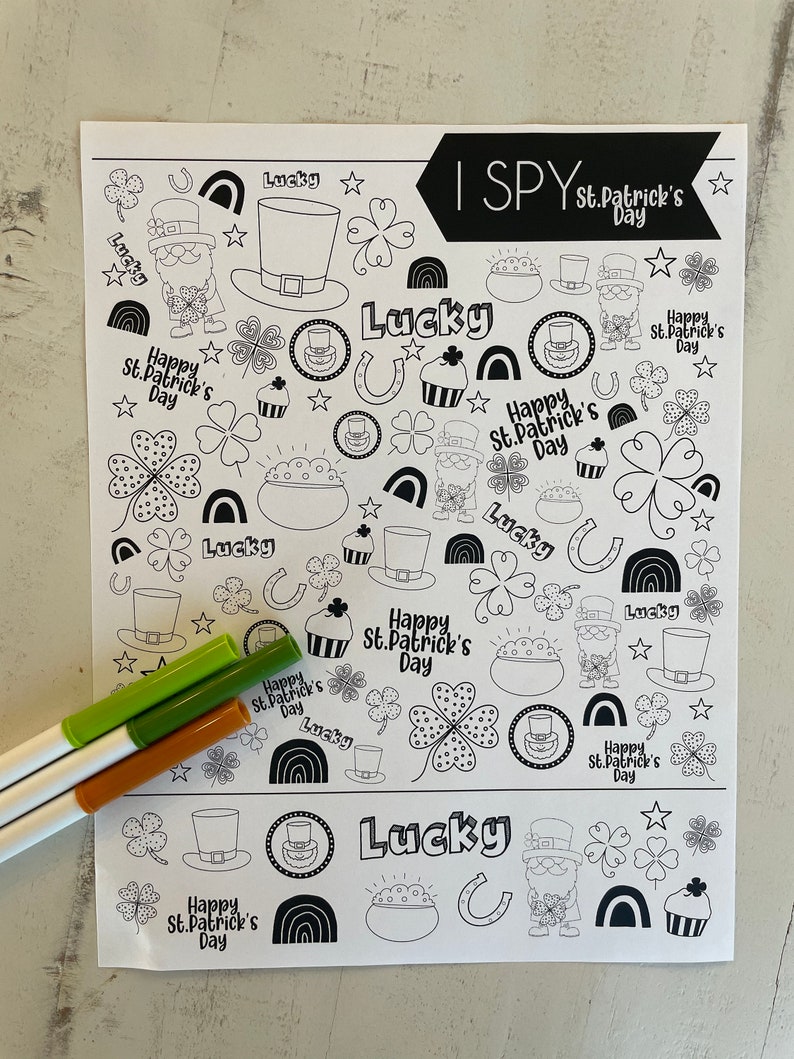St. Patrick's Day I Spy Printable: Kids Coloring Pages (digital ...