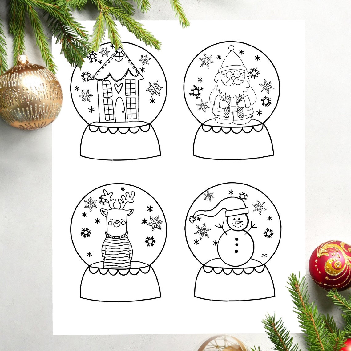 Coloring for Kids Christmas Page, Snowglobe Coloring Sheet, Snowglobe ...