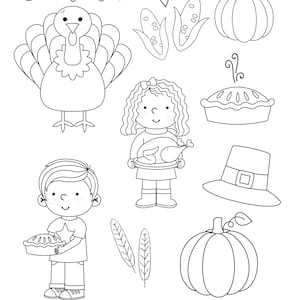 5 Page Thanksgiving Themed Coloring Pages Download Printables Turkey ...