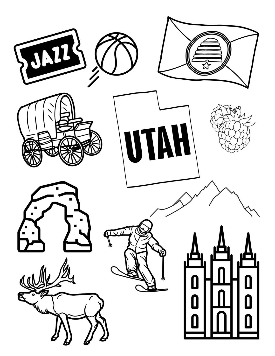 Utah Coloring Page,state of Utah Page to Color,coloring Page About Utah ...