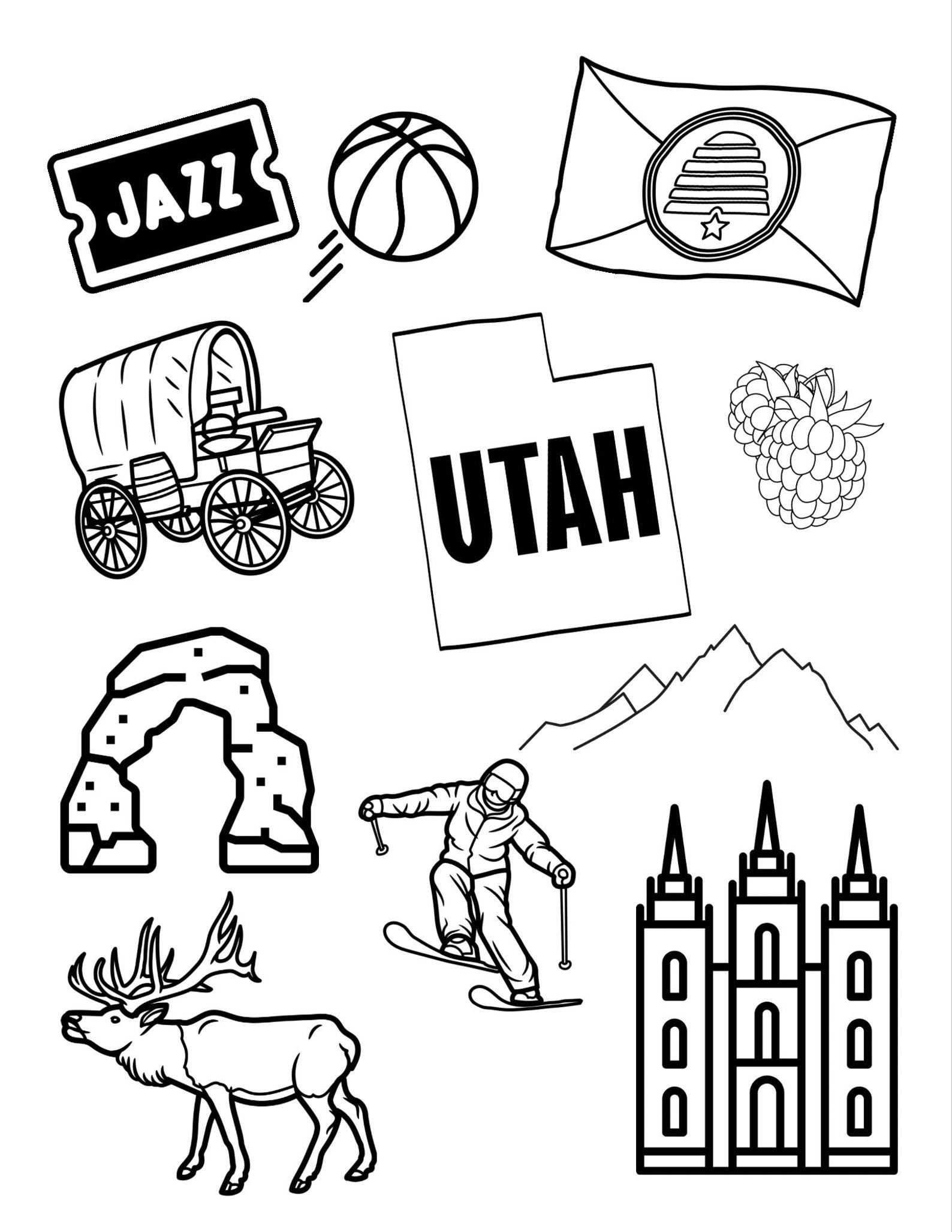 Utah Coloring Page,state of Utah Page to Color,coloring Page About Utah ...