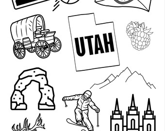 Utah Coloring Pages - Etsy