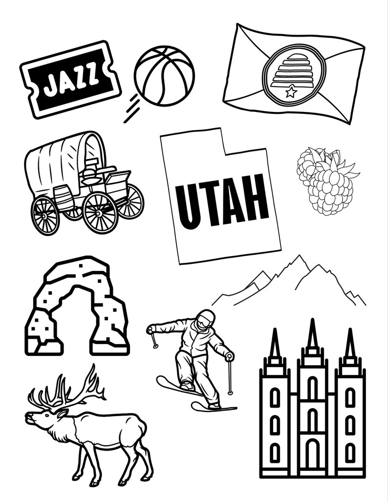 Utah Coloring Page,state of Utah Page to Color,coloring Page About Utah ...