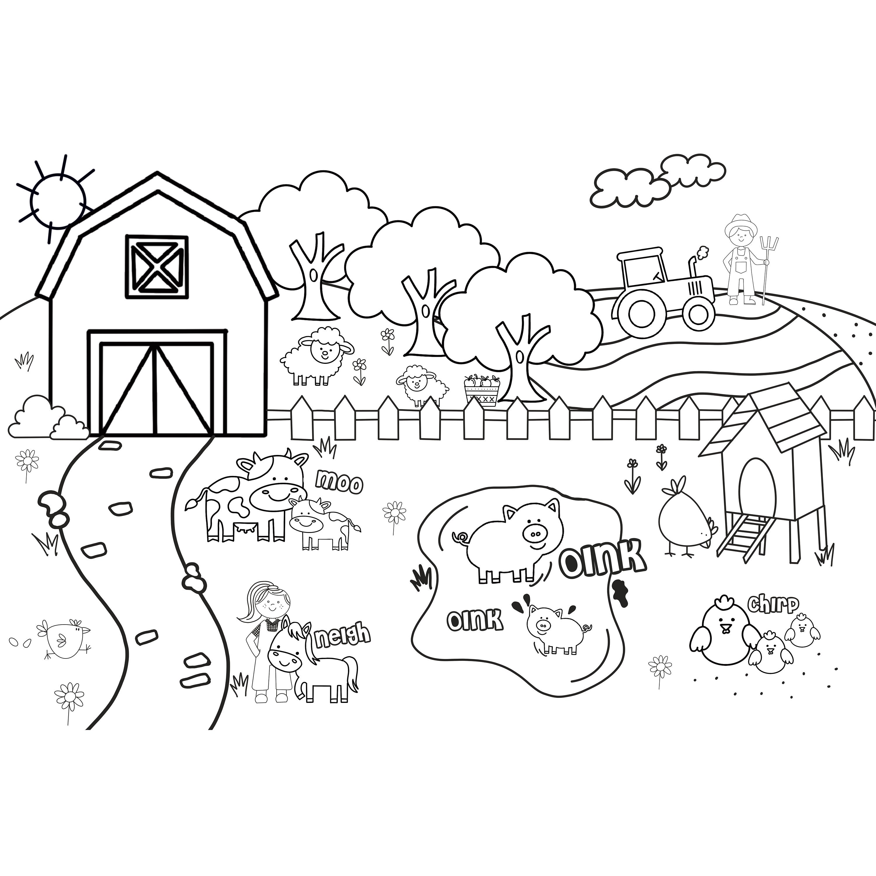 Farm Coloring Poster, Kids Coloring Poster, Kids Crafts, Birthday Party ...
