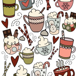 Christmas Printable, Hot Chocolate Cups, Cocoa Coloring Page, Hot ...