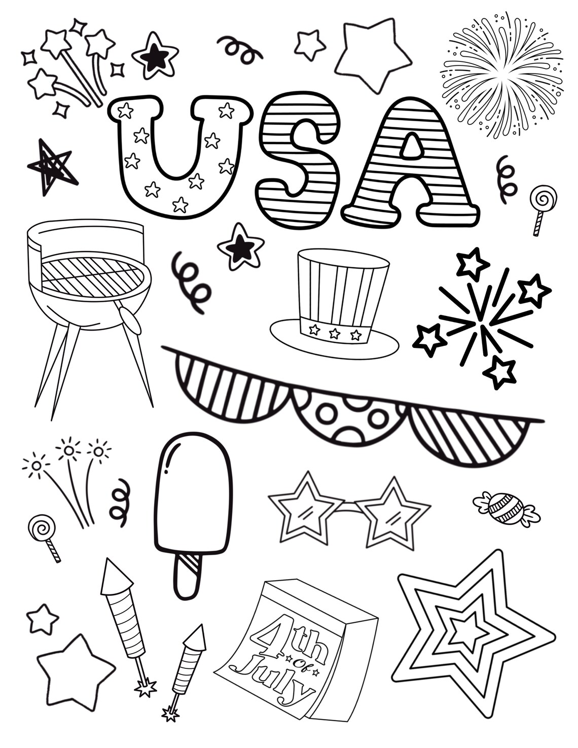 4th of July Coloring Pages: Independence Day Crafts (PDF & PNG) - Etsy