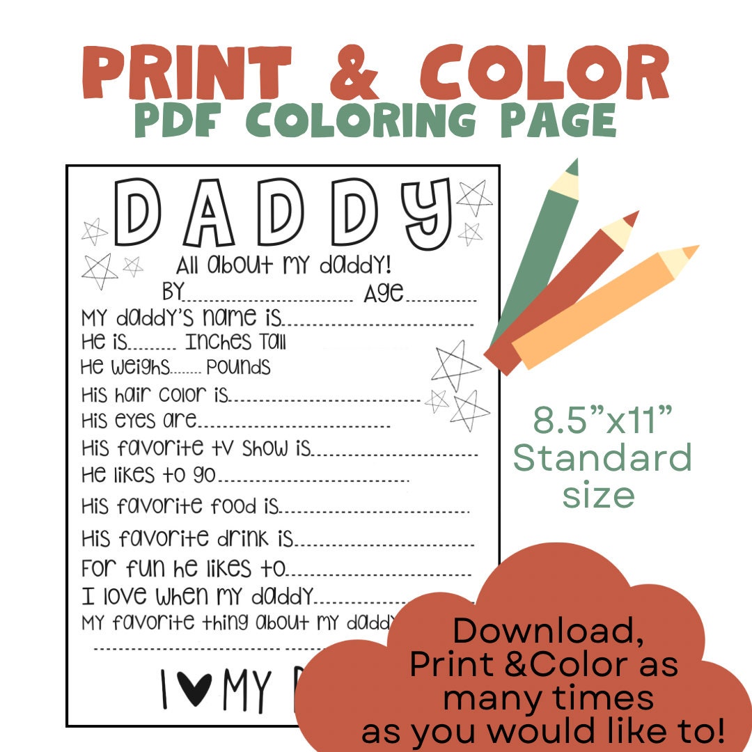 All About Daddy Printable, Fathers Day Printable, Fathers Day Print ...