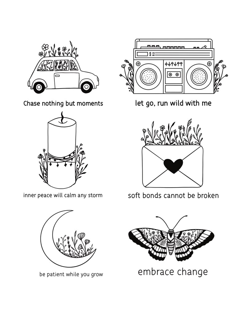 Positive Affirmation Coloring Pages, Bundle of Coloring Pages, Calming ...