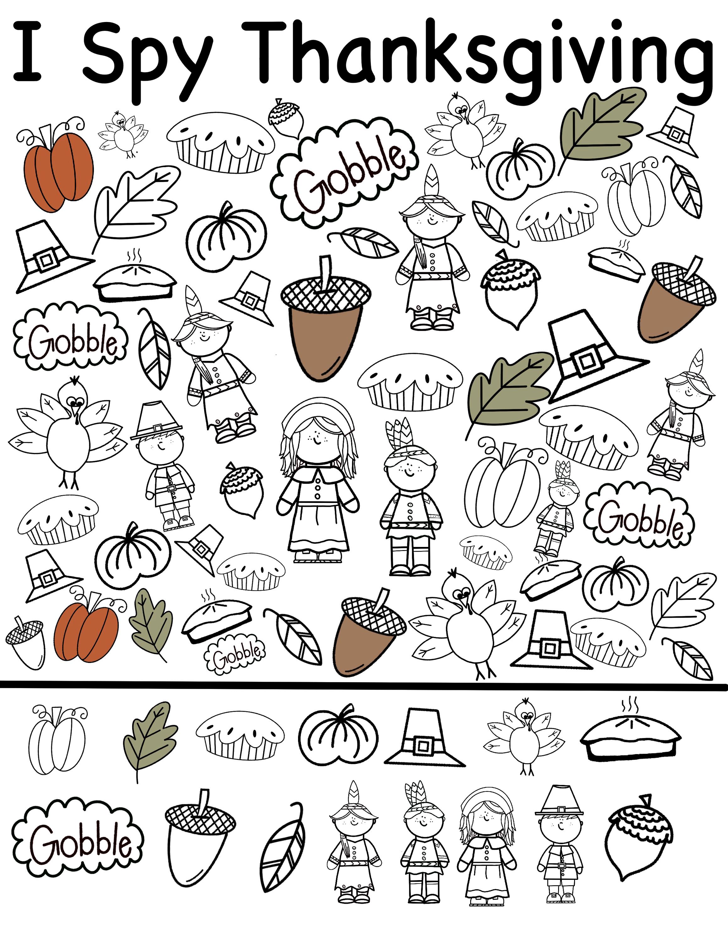 I Spy Thanksgiving Coloring Page: Kids Activity (digital Download ...