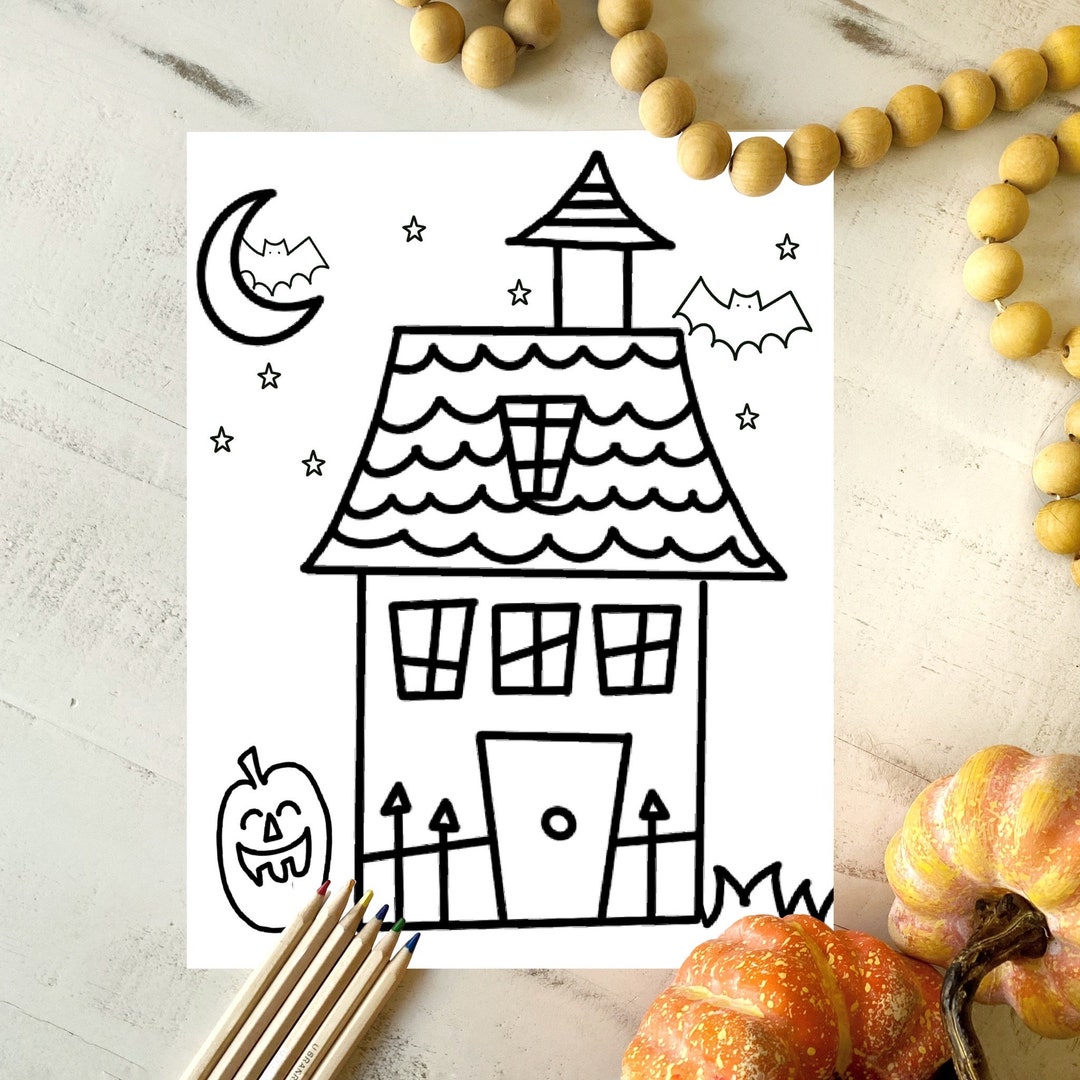 Halloween Coloring Page for Fall Coloring,kids Haunted House Coloring ...