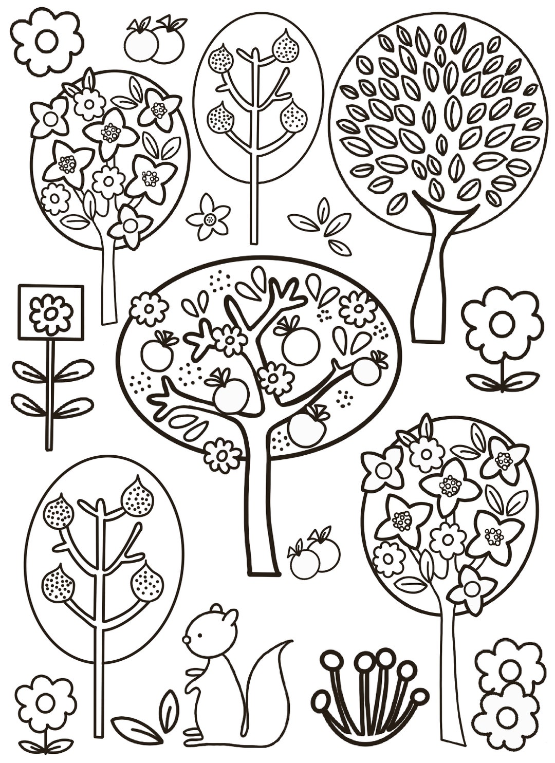 Forest Trees Coloring Page: Relaxing Printable Art (digital Download ...