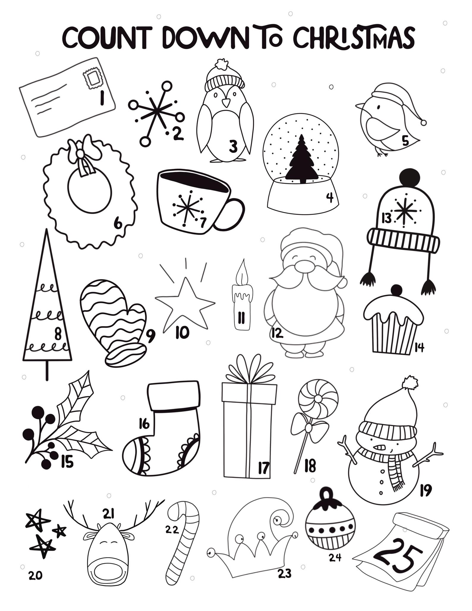 Countdown to Christmas Coloring Page Digital Download,printable Holiday ...