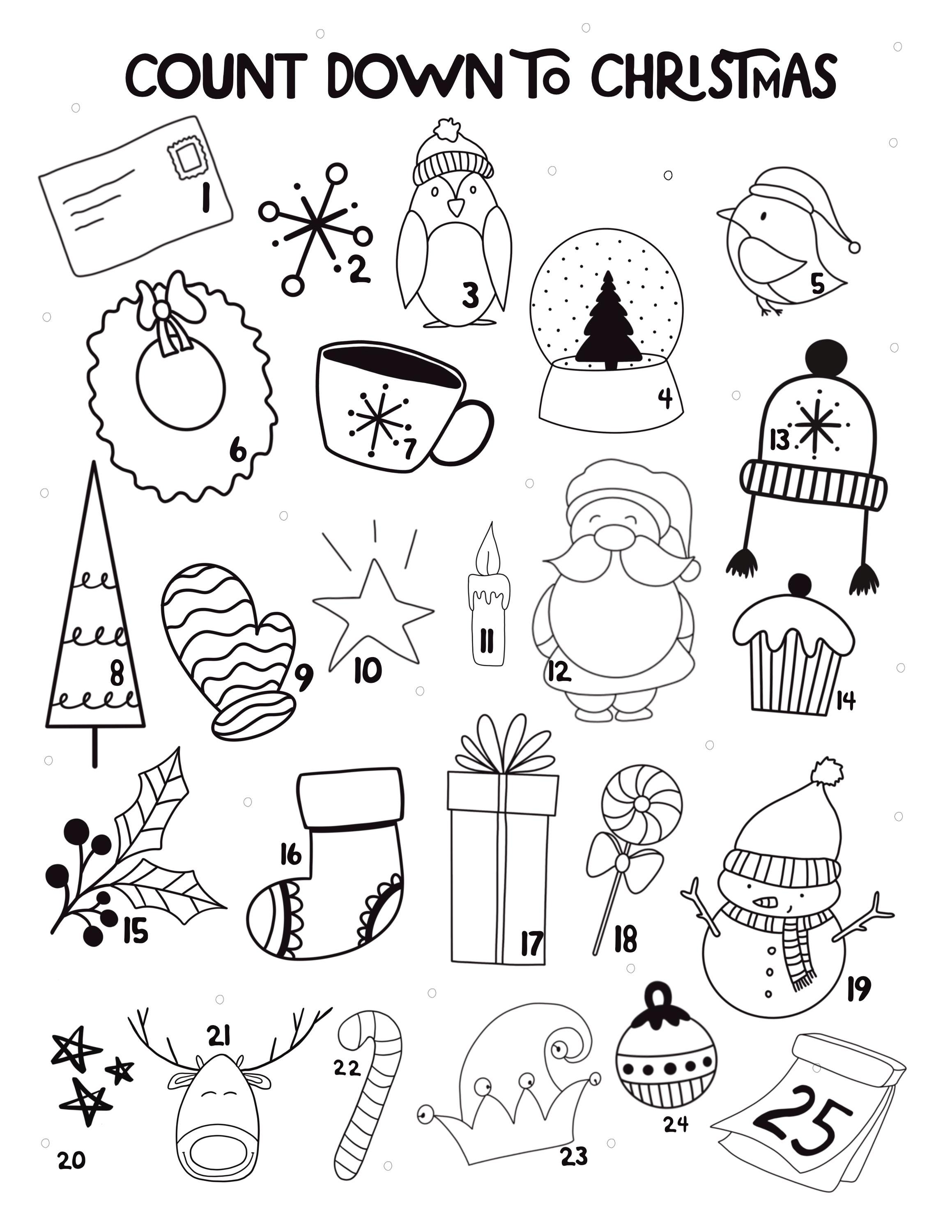 Countdown to Christmas Coloring Page Digital Download,printable Holiday ...