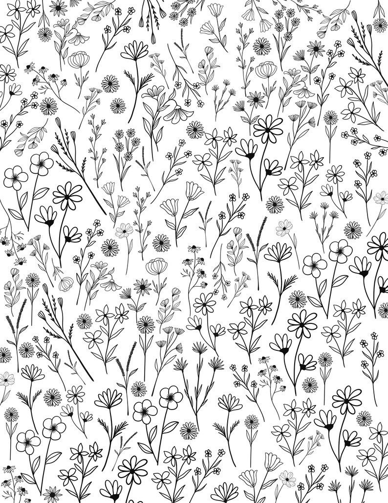 Wildflowers Coloring Pages,printable Coloring Page,relaxing Calming ...