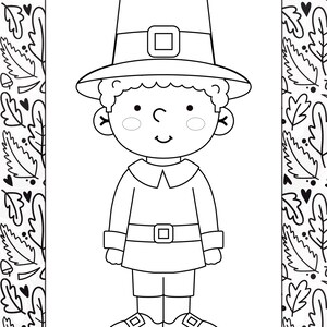 Thanksgiving Coloring Pages: Pilgrim Holiday Activity (PDF Download) - Etsy