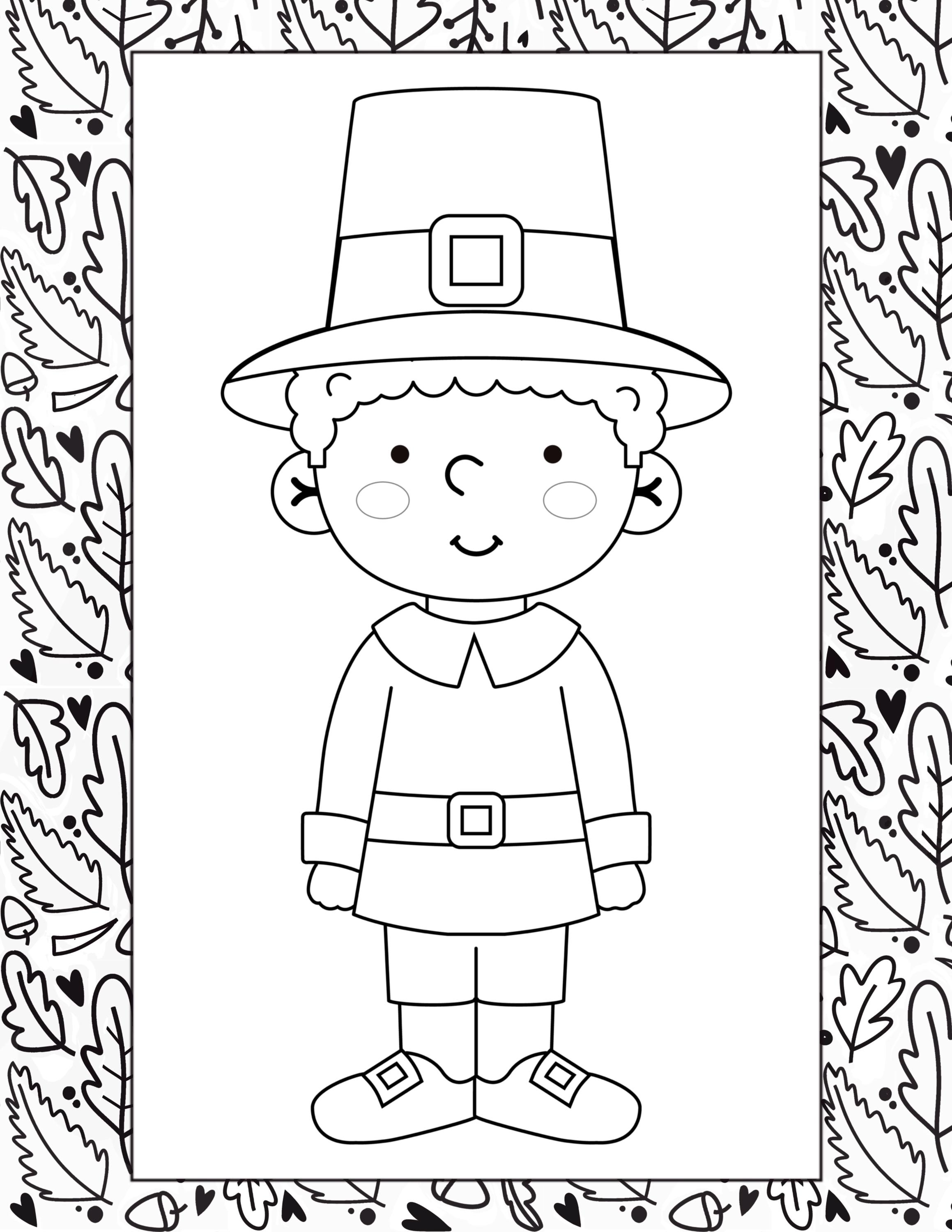 Thanksgiving Coloring Pages: Pilgrim Holiday Activity (PDF Download) - Etsy