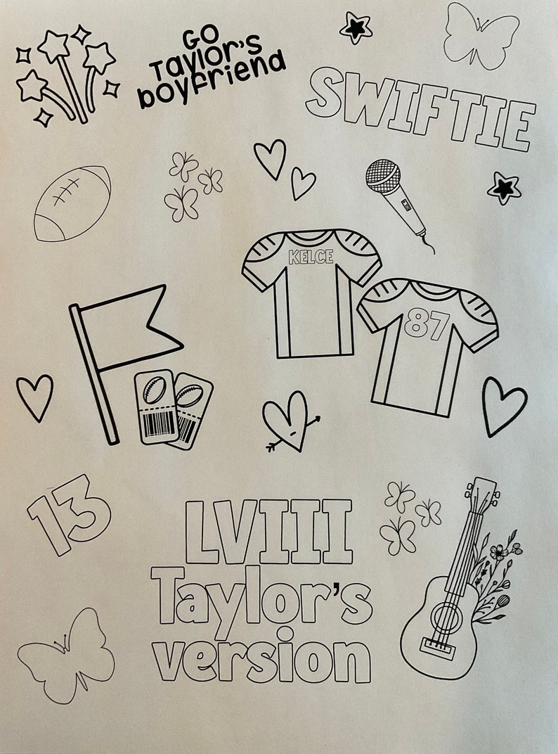 Taylor Swift Football Coloring Printable,printable Activity for Party ...