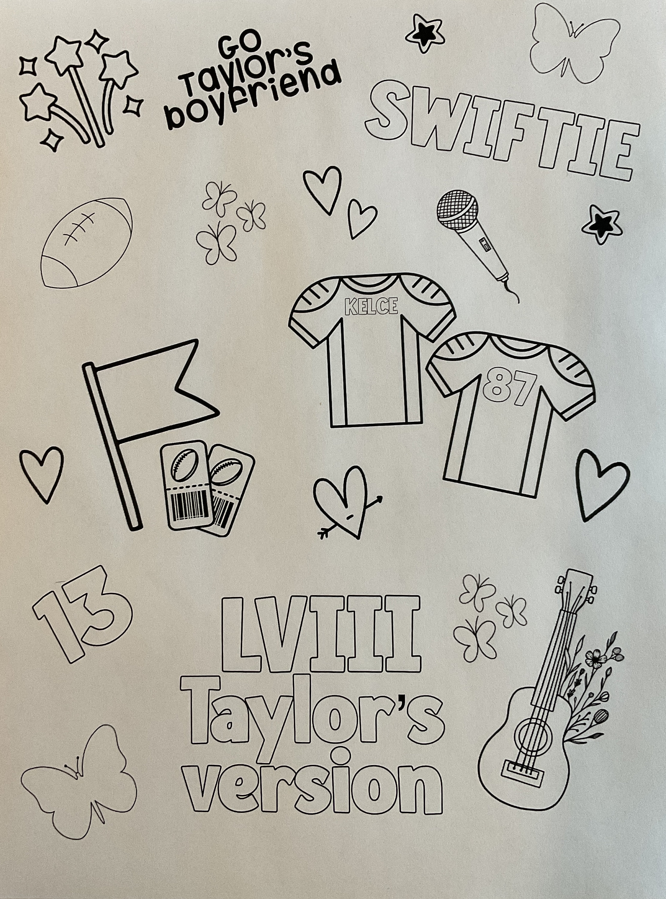 Taylor Swift Football Coloring Printable,printable Activity for Party ...