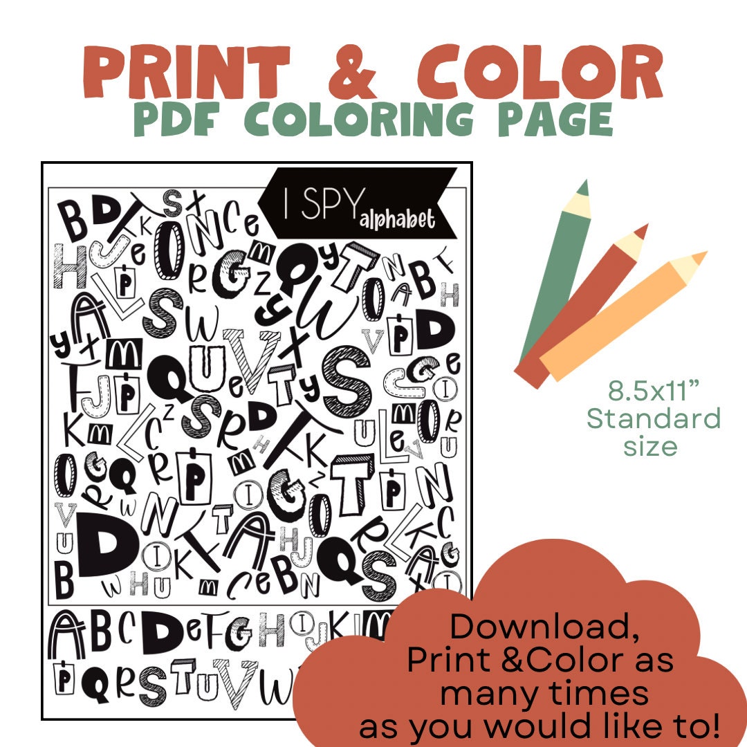 I Spy Alphabet Printable Game, Abc Printable for Kids, Alphabet I Spy ...