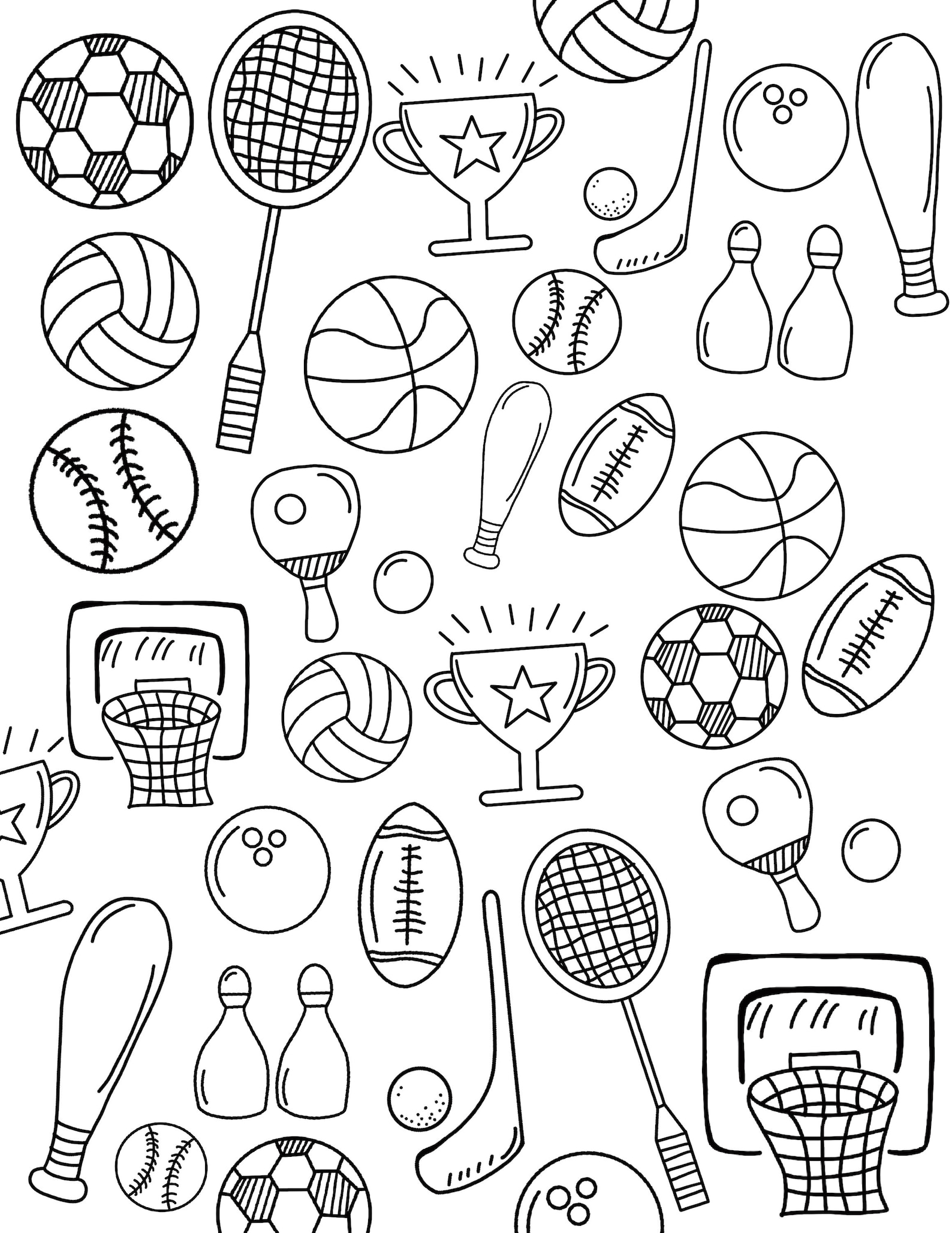Kids Sports Coloring Page: Summertime Fun (digital Download) - Etsy