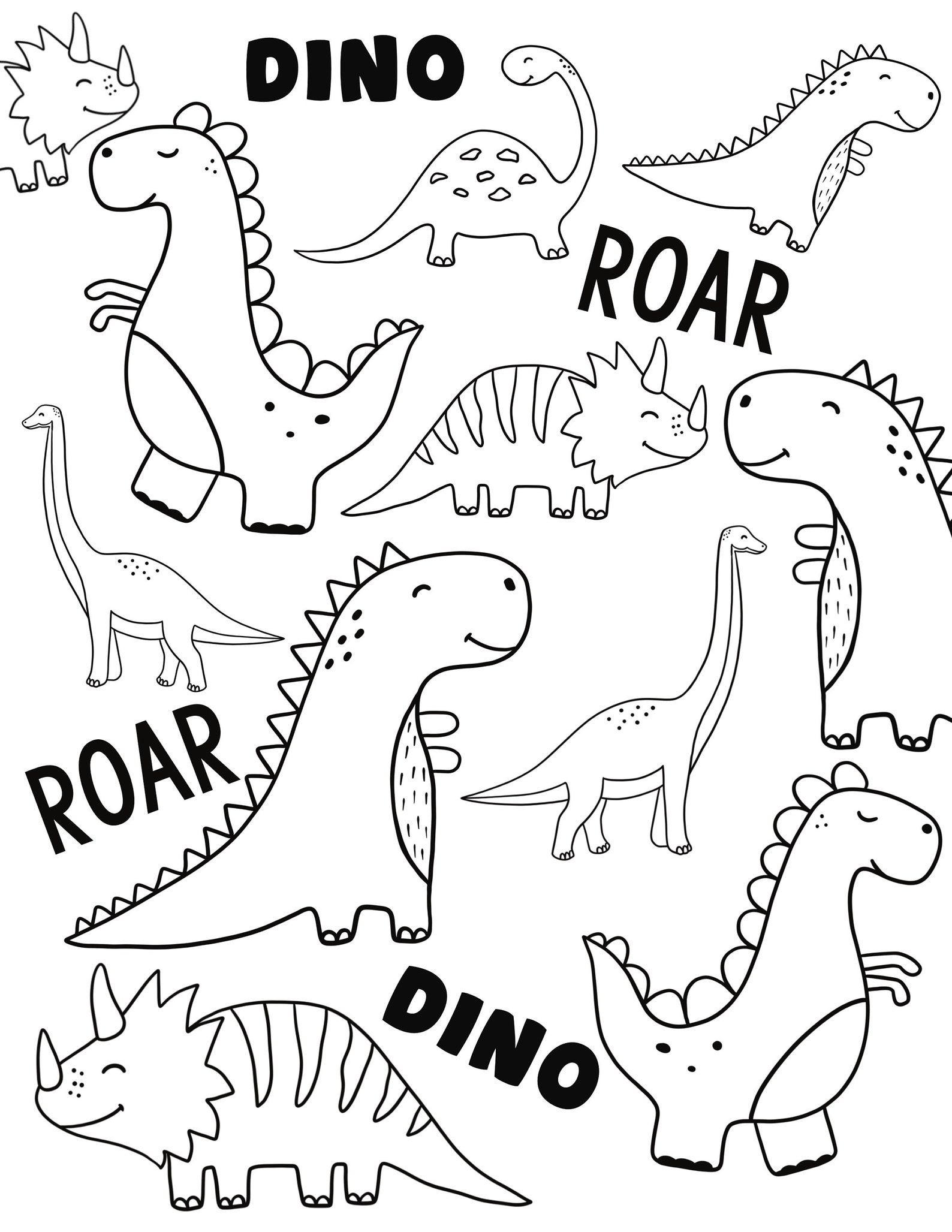 Dinosaur Coloring Page for Kids, Printable Dino Sheets (8.5x11") - Etsy