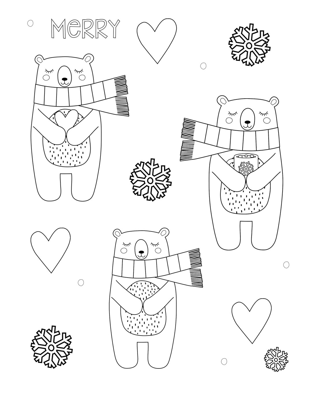 Snow Bear Coloring Page for Winter,printable Polar Bear to Download ...
