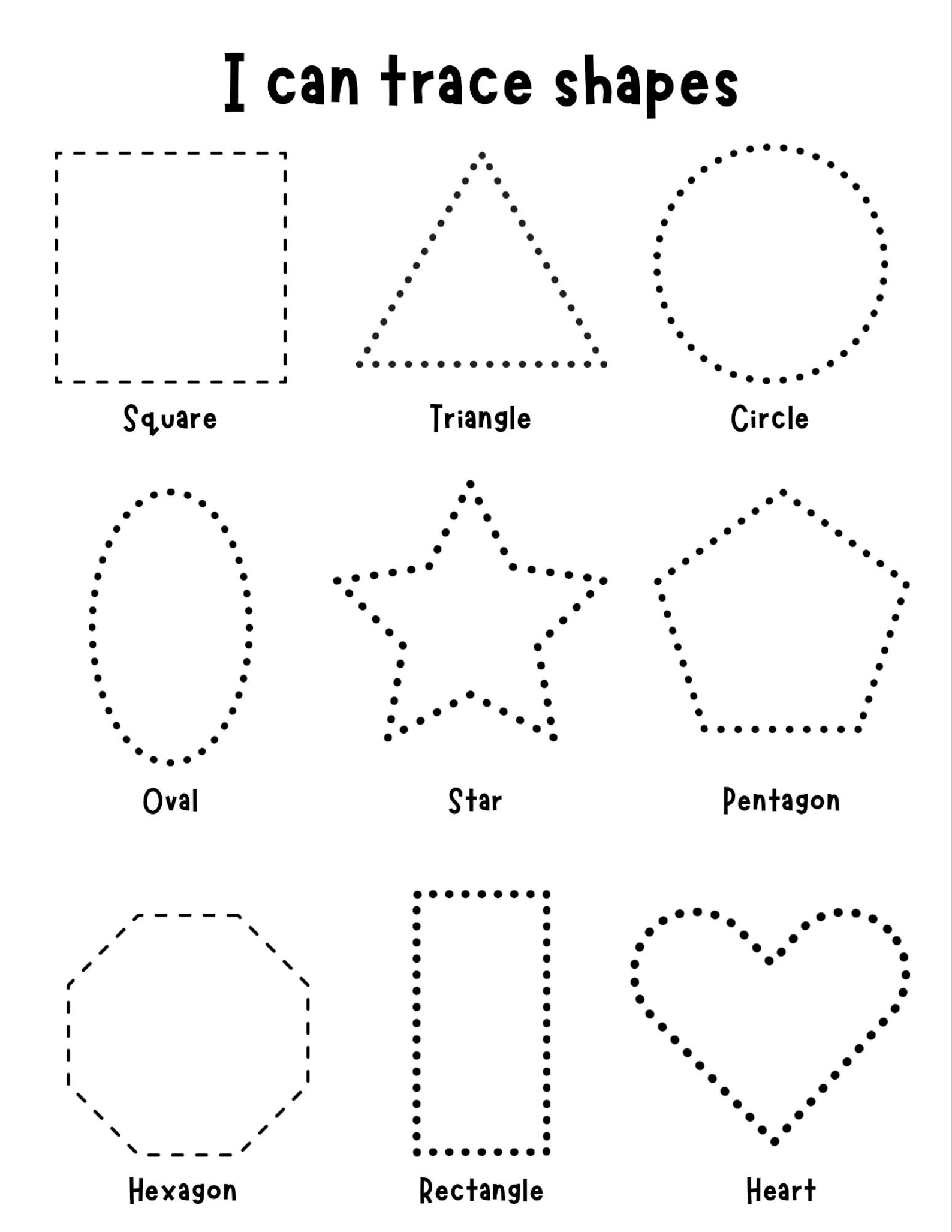 Preschool Shape Tracing Sheets,basic Shapes Tracing Worksheets ...