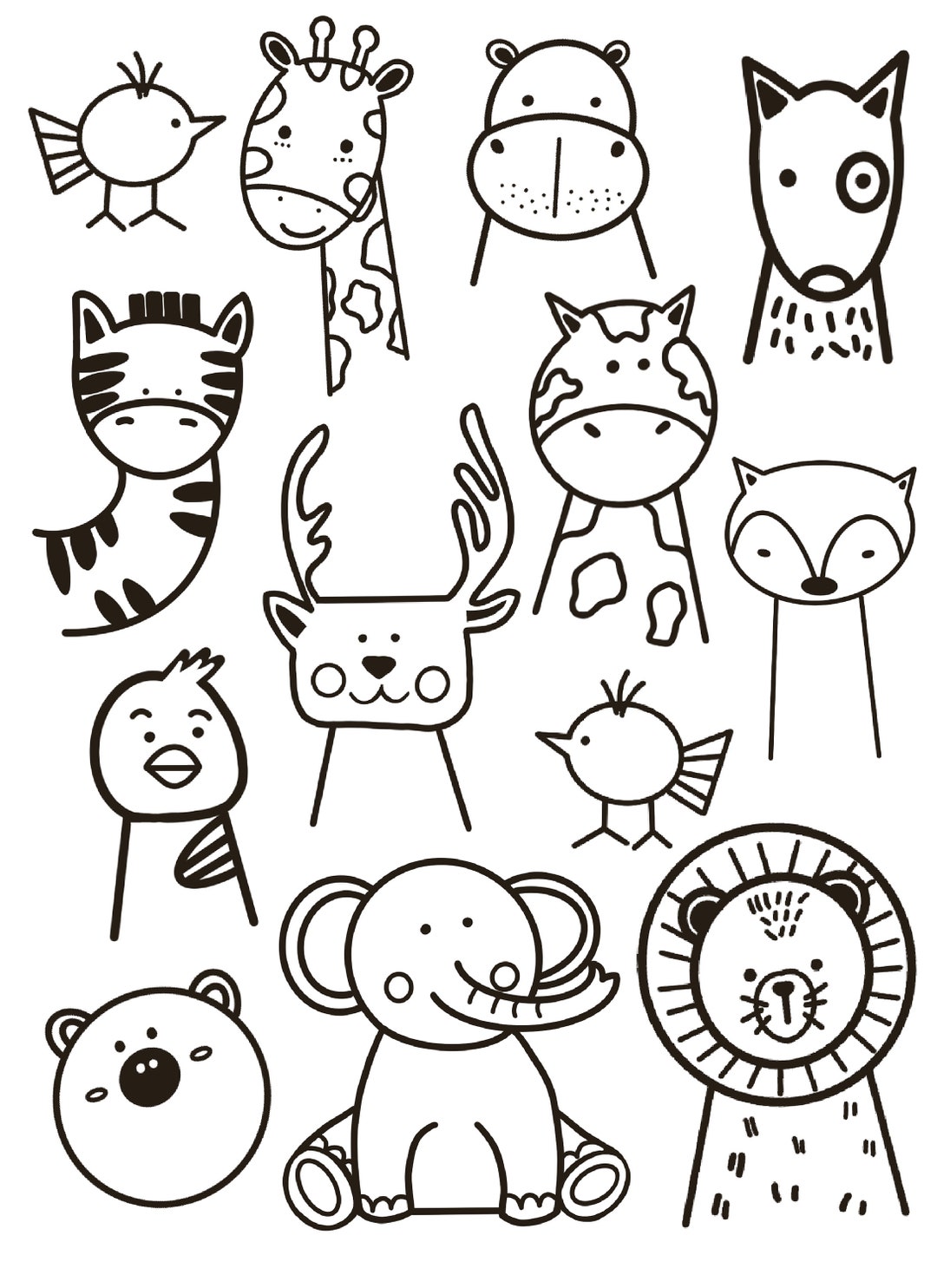 Zoo Animals Coloring Page: Fun Kids Activity (digital Download) - Etsy