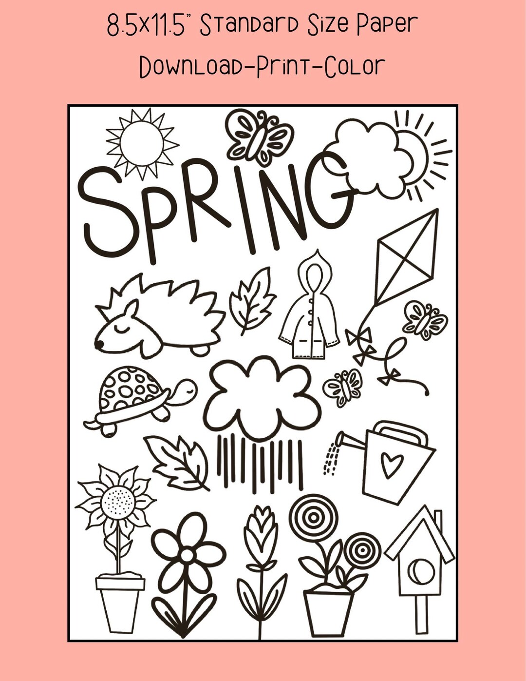 Spring Coloring Page: Kids Activity Sheet (digital Download) Flowers ...