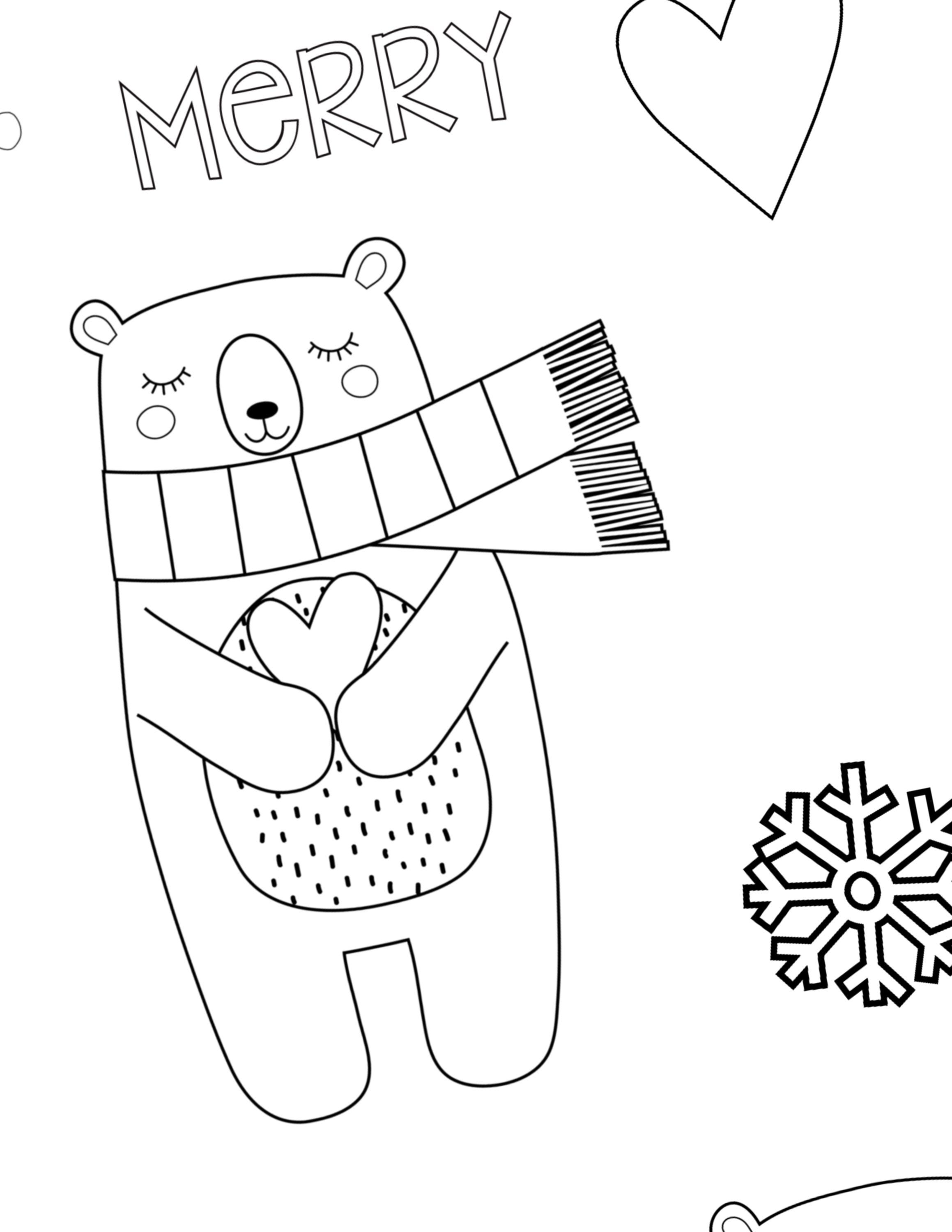 Snow Bear Coloring Page for Winter,printable Polar Bear to Download ...