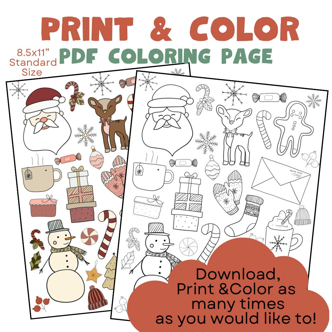 Kids Christmas Coloring Pages, Christmas Coloring Page, Kids Crafts ...