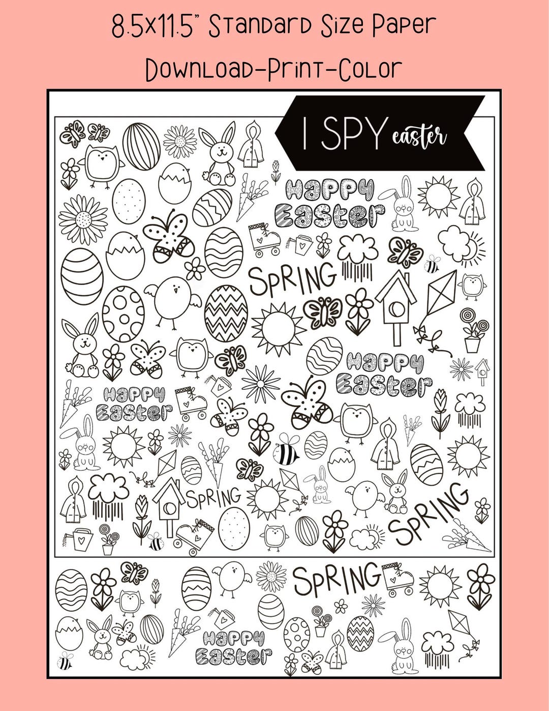 Easter I Spy Printable: Kids Coloring Activity (digital Download) - Etsy UK