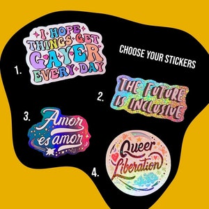 Queer Sticker Pack Holographic Glitter Queer Made Waterproof Stickers ...