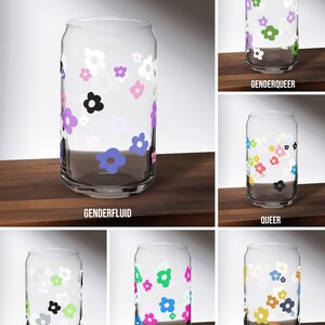 Retro Daisy Subtle Pride Glass Cups / LGBTQ Pride Flags Can Shaped ...
