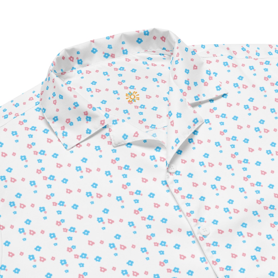 Trans Retro Daisy Button up / Subtle Transgender Pride Button Shirt - Etsy