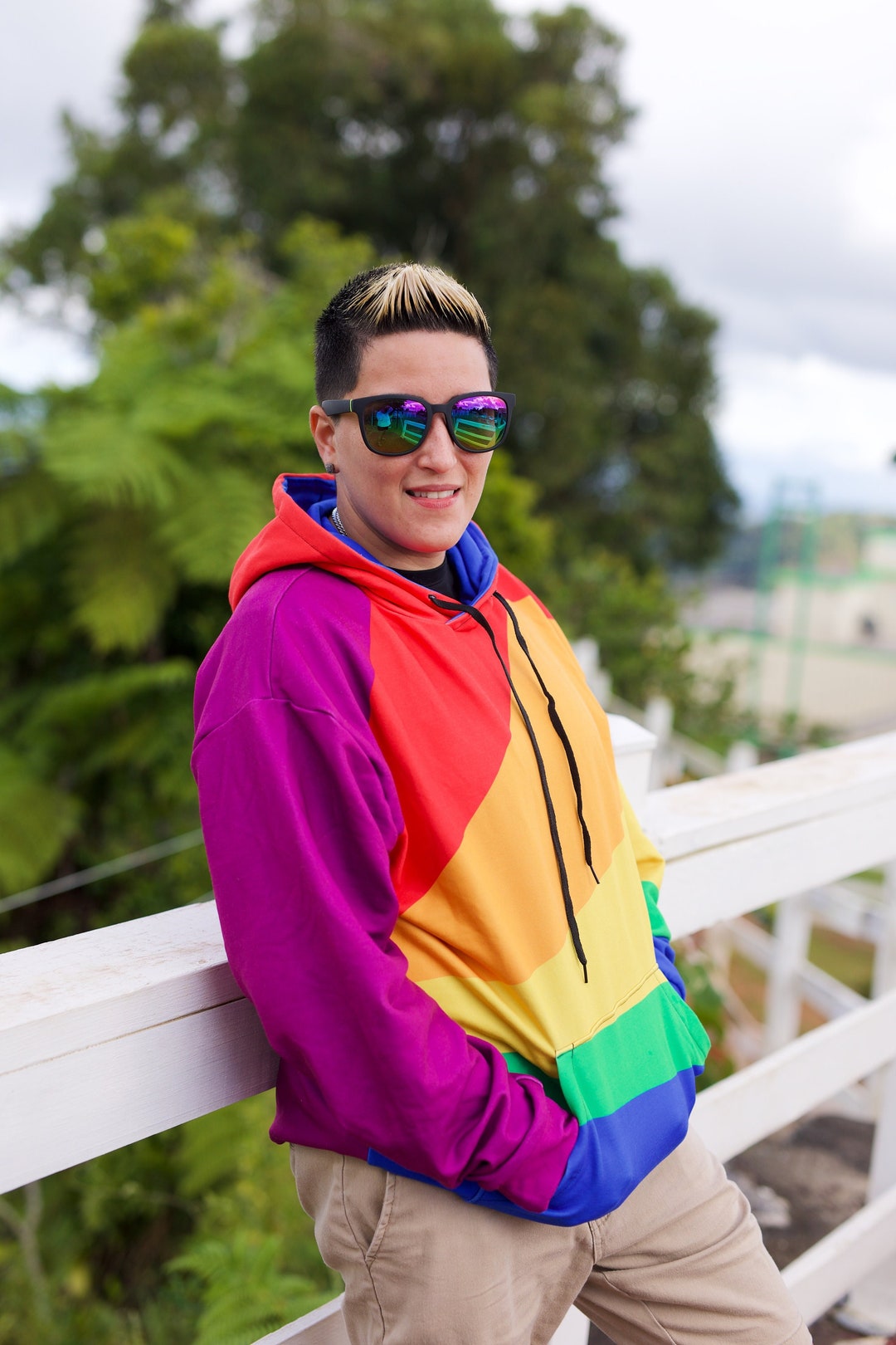 Rainbow Color Block Hoodie - LGBT Pride Hoodie Nonbinary Pride Hoodiee ...