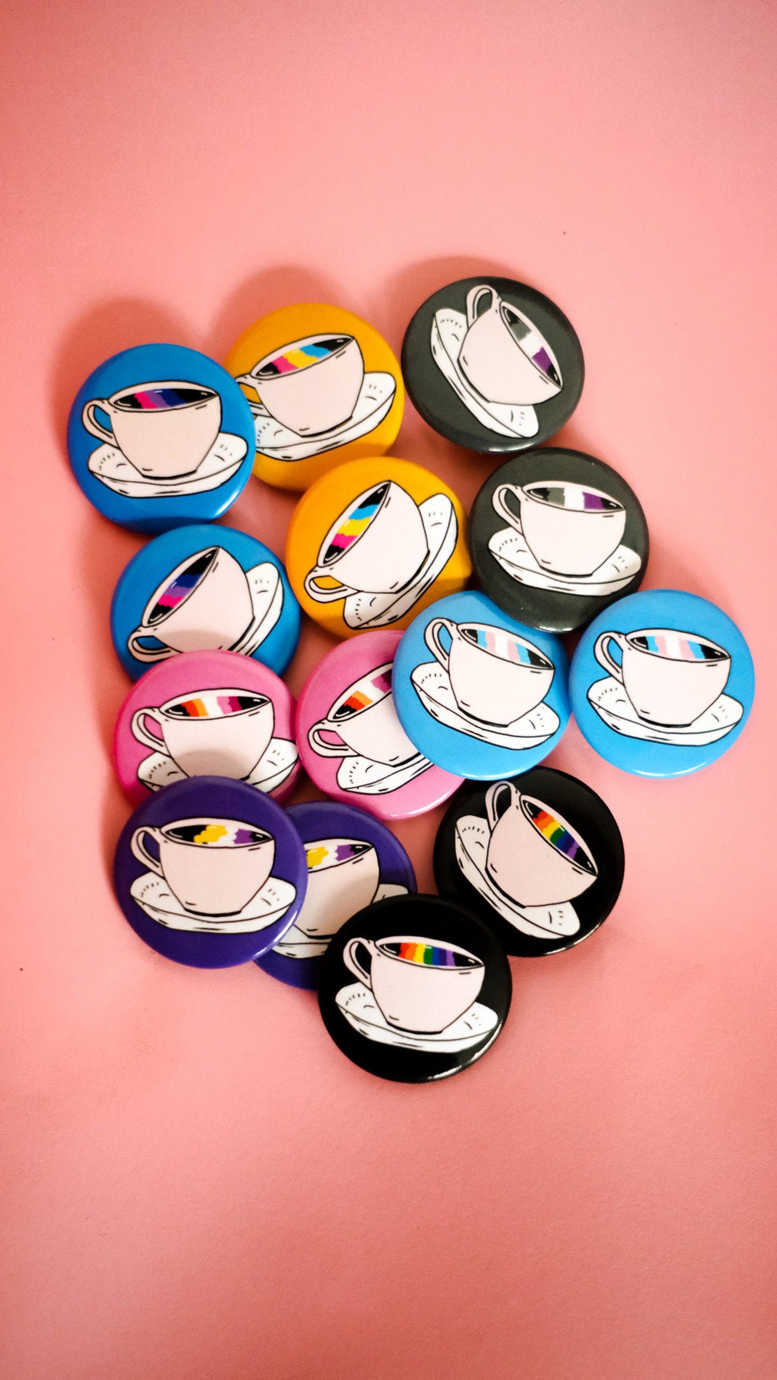 LGBT Pride Pins / Cup of Queer Pride / Discreet LGBT Flag Buttons - Etsy