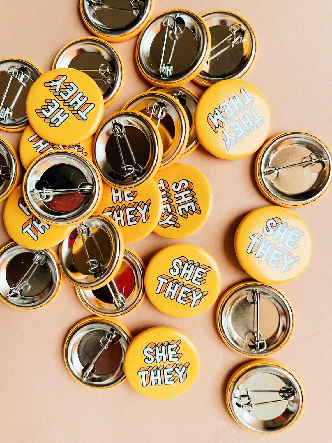 Pronoun Pin Buttons They Them Pin He They Pin She They Etsy
