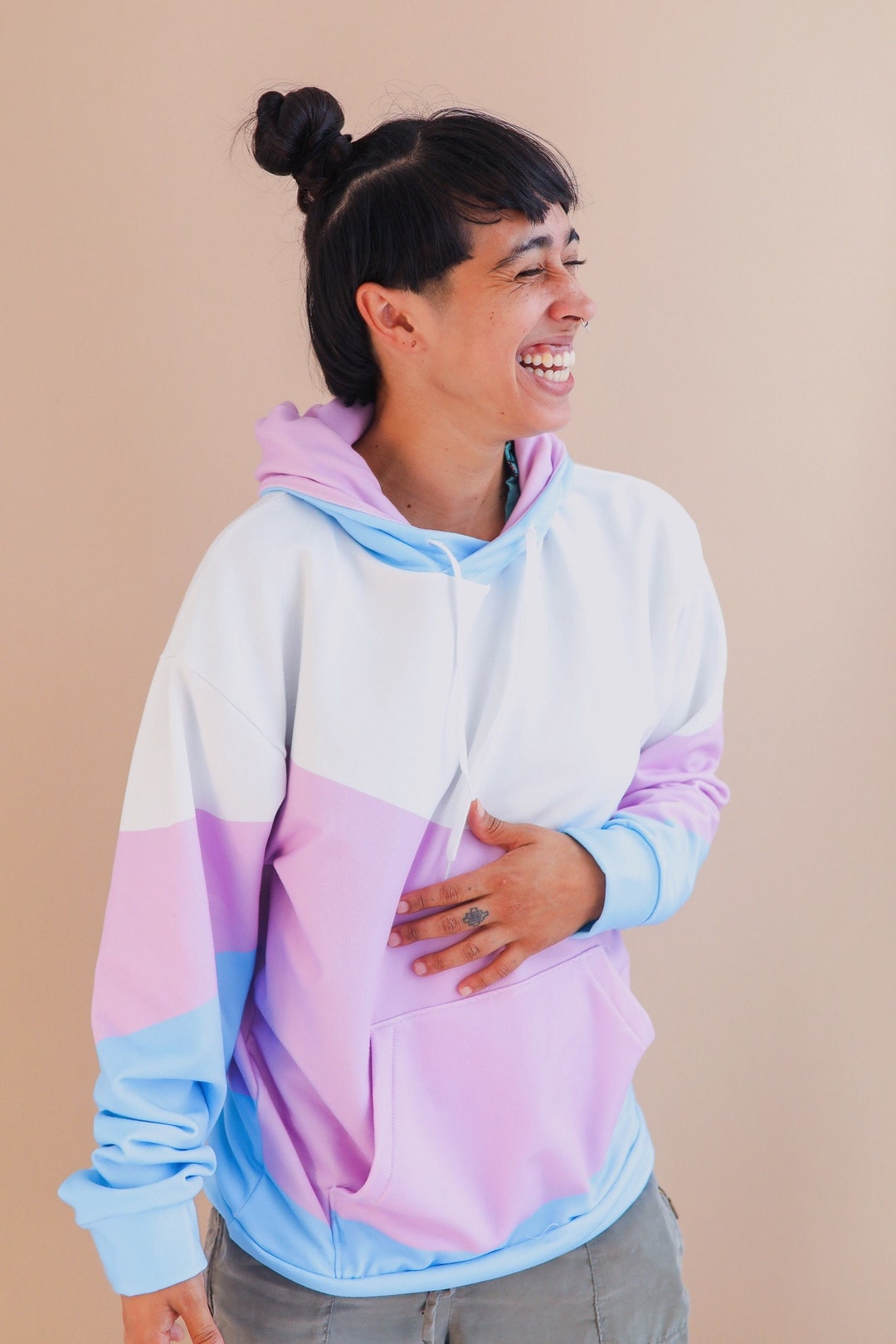Trans Pride Wave Hoodie - Transgender Flag Color Block Hoodie - Etsy