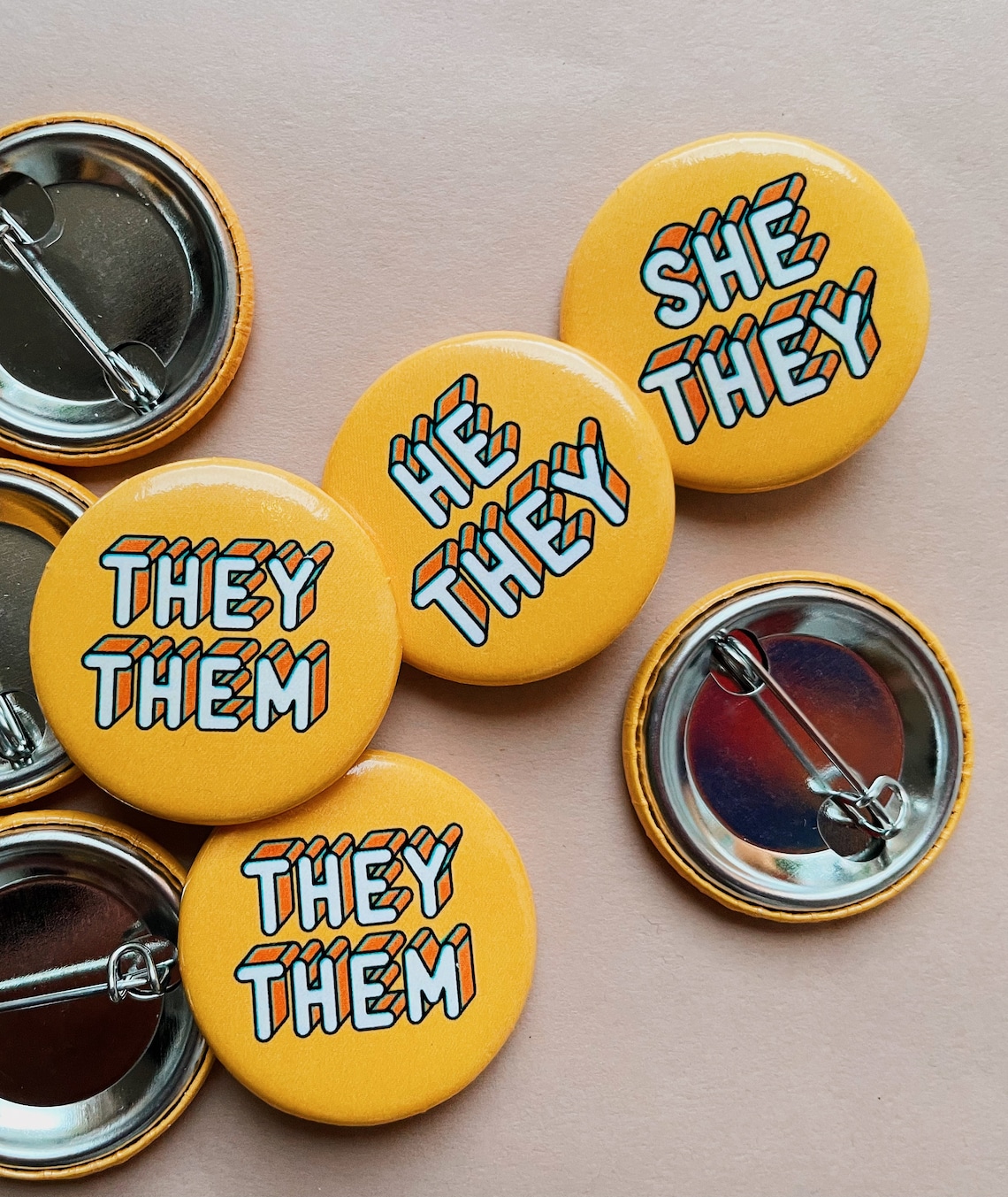 Pronoun Pin Buttons They Them Pin He They Pin She They Etsy