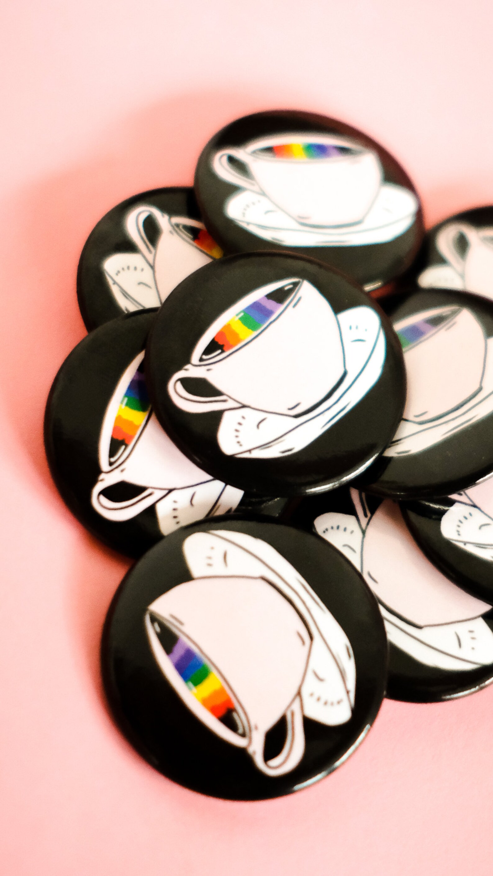 LGBT Pride Pins / Cup of Queer Pride / Discreet LGBT Flag Buttons - Etsy