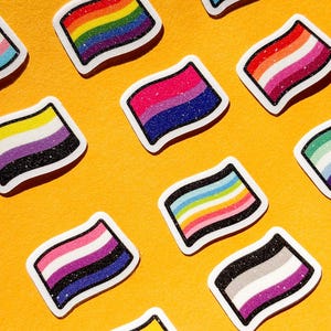 Small Pride Flag Stickers | LGBTQ+ Mini Glitter Stickers | Subtle Pride ...