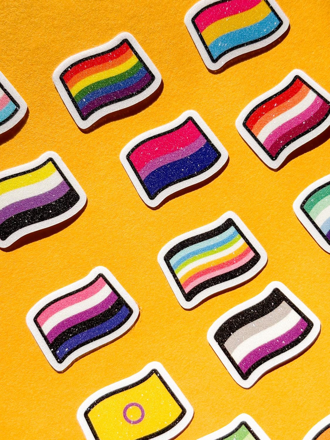 Small Pride Flag Stickers | LGBTQ+ Mini Glitter Stickers | Subtle Pride ...
