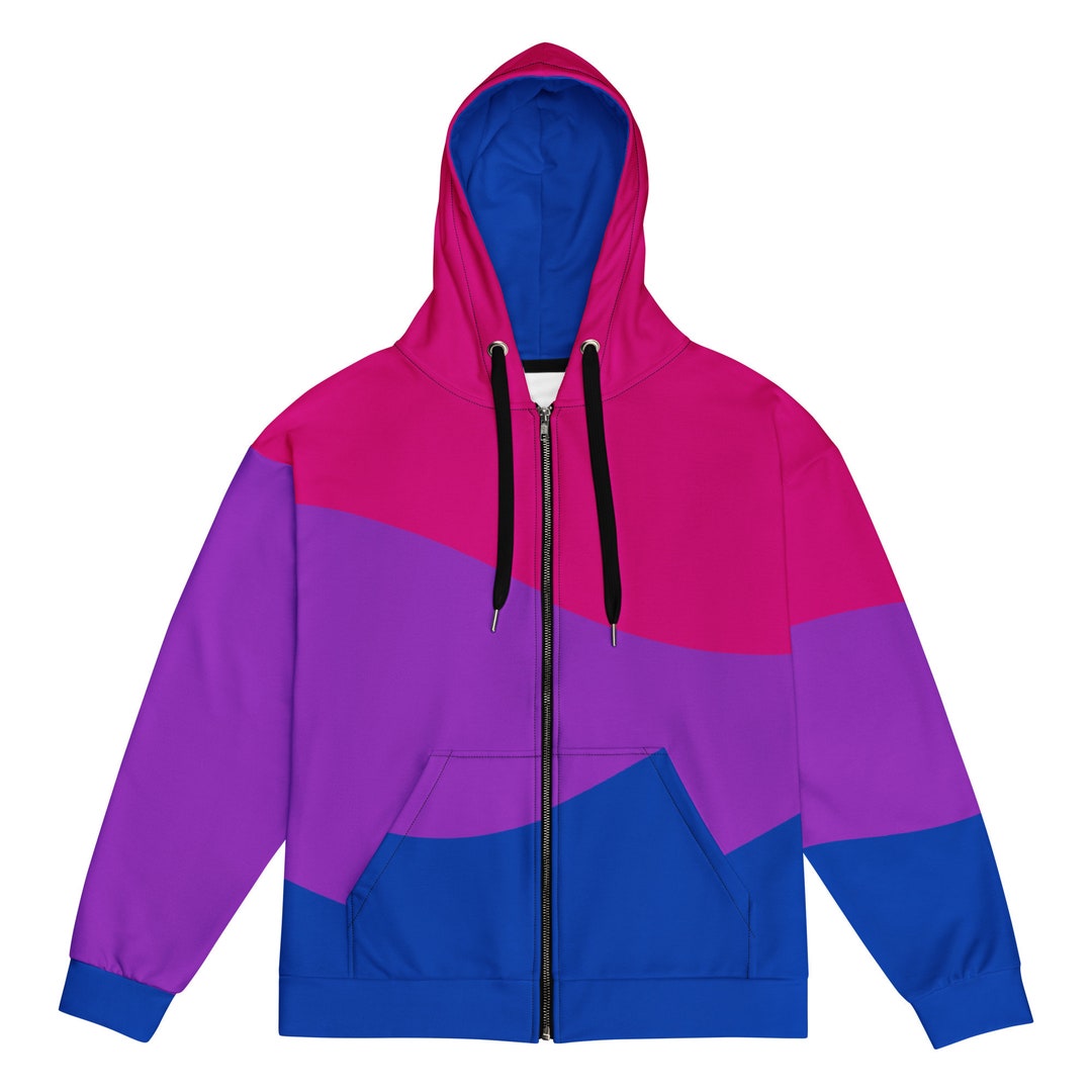 Bi Wave Zip Hoodie / Bisexual Pride Hoodie - Etsy