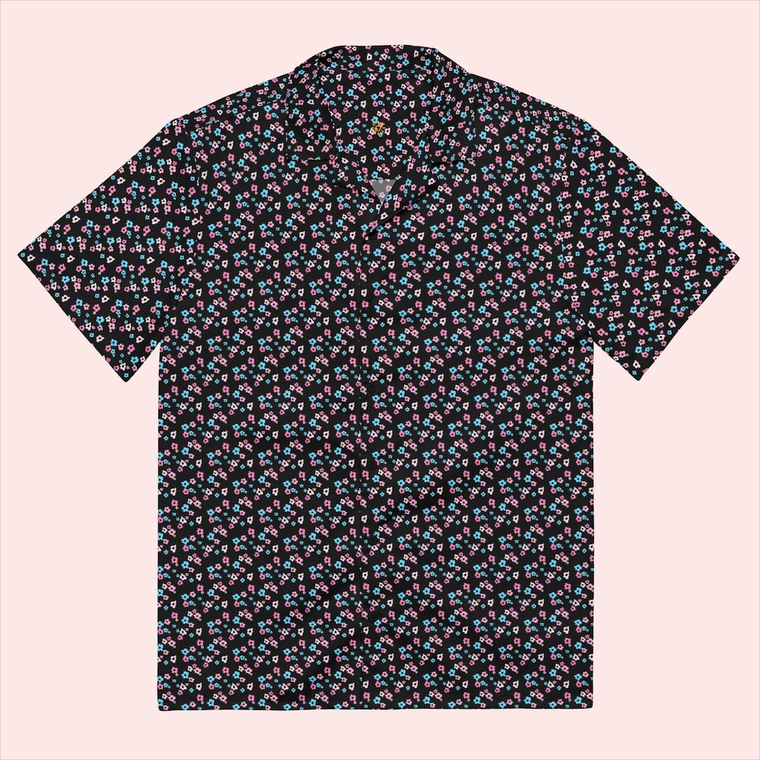 Transfem Retro Daisy Button up / Subtle Transfeminine Pride Button ...