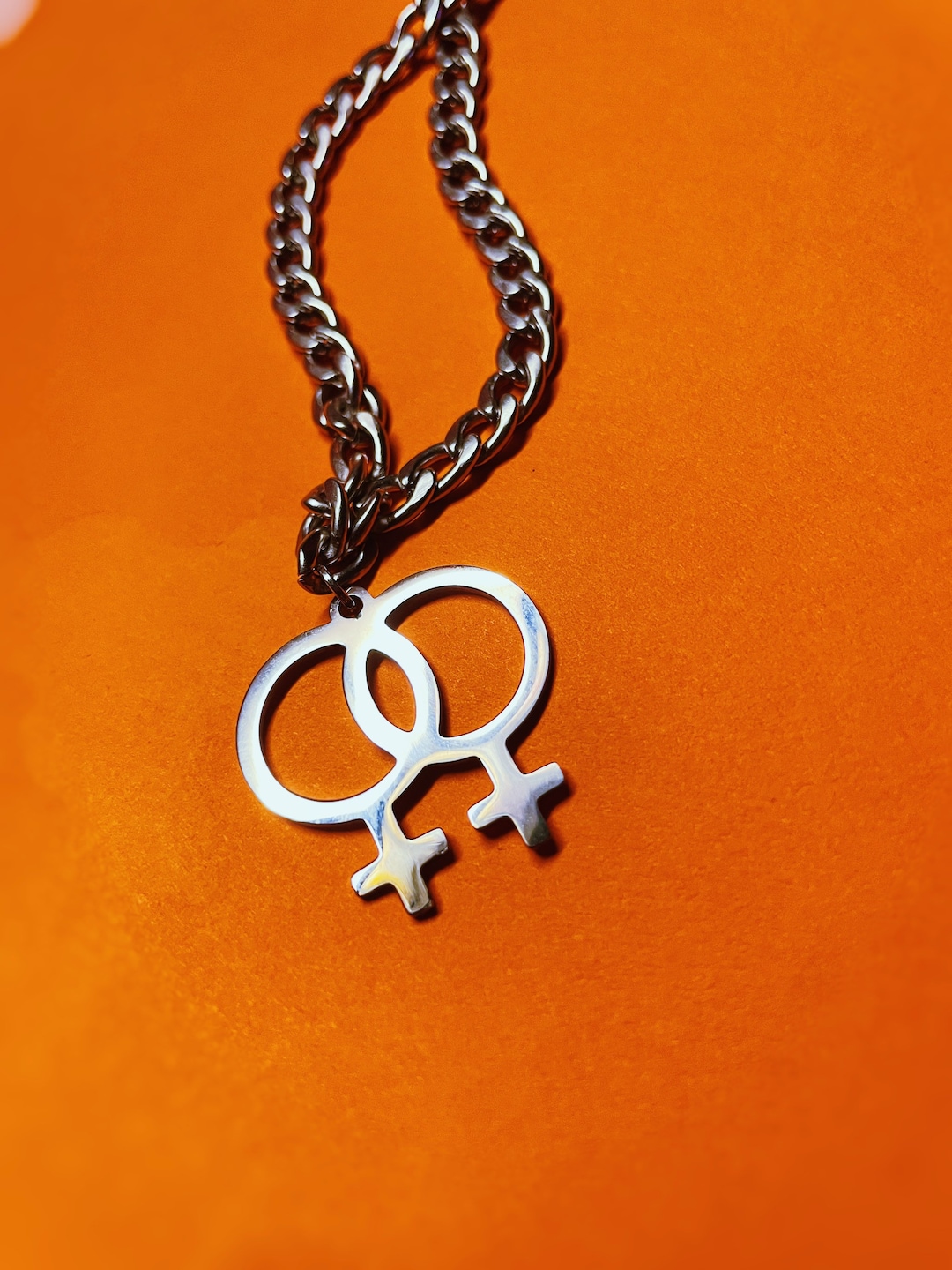 Lesbian Chain / Lesbian Pride Cuban Necklace / Double Venus Symbol ...
