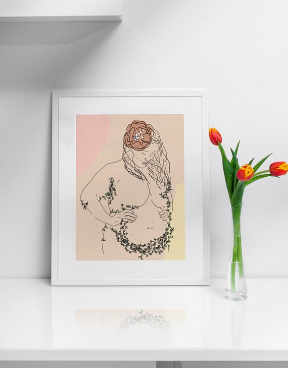 Fat Woman Wall Decor Original Print Self Love Art Trendy Boho | Etsy